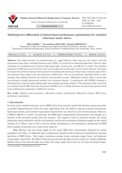 Pdf Multiobjective Diﬀerential Evolution Based Performance Optimization For Switched
