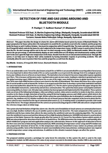Irjet Detection Of Fire And Gas Using Arduino And Bluetooth Module Pdf