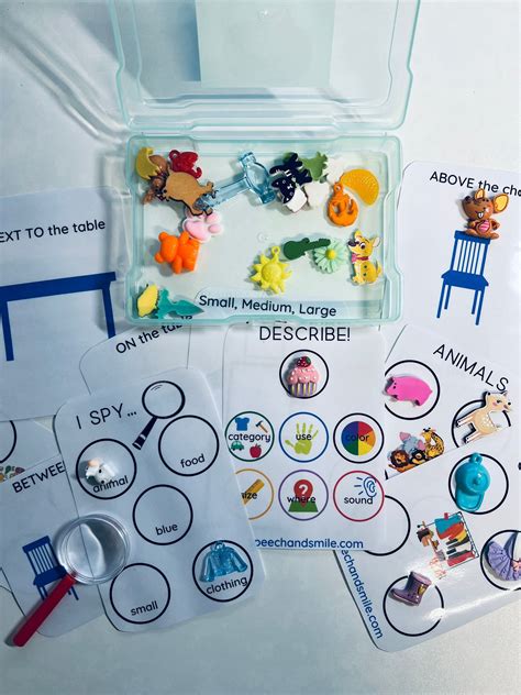 language task box with mini objects speech therapy activity box