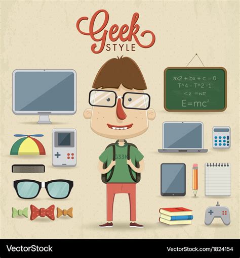 Geek Character Design Royalty Free Vector Image