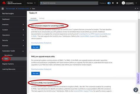 how to convert centos linux to rhel with red hat insights