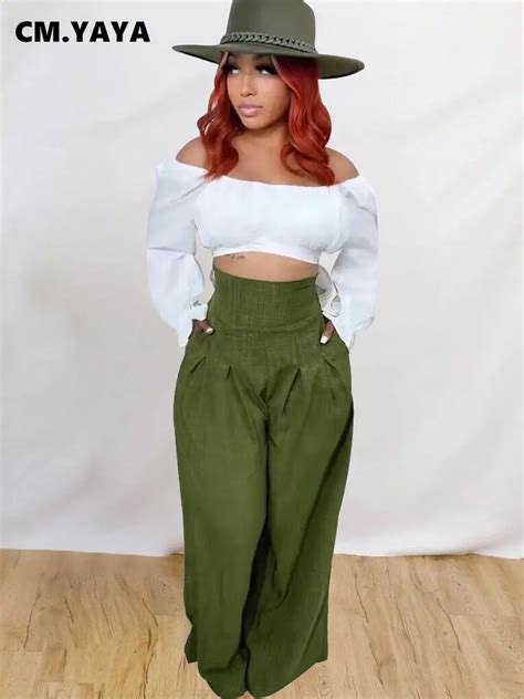 Cmyaya 우아한 여성 나비 나비 매듭 백 하이 웨이스트 스트레이트 팬츠 2022 가을 겨울 캐주얼 스트리트웨어 Ins 바지 Aliexpress