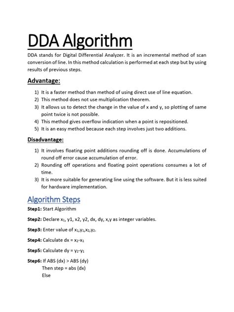 Dda Algorithm Pdf