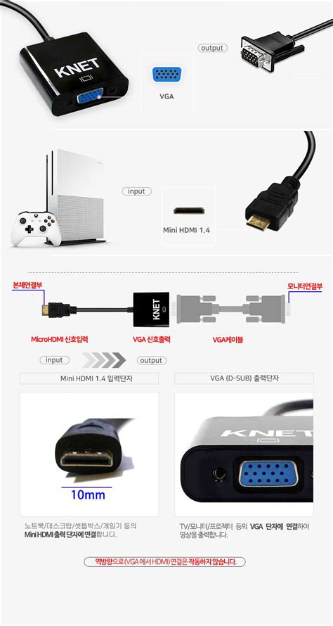Mini Hdmi To Vga Rgb D Sub 컨버터 변환 젠더 케이블 오너클랜