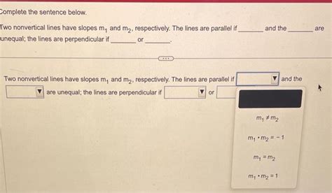 solved somplete the sentence below two nonvertical lines