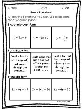 Graphing Linear Equations By Mary DiIorio TPT