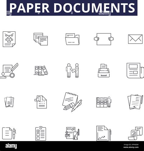 Paper Documents Line Vector Icons And Signs Documents Sheets Notices Files Forms