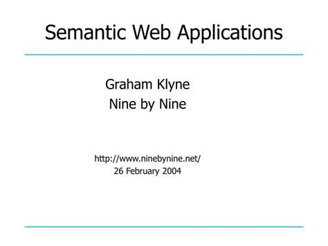 Ppt Semantic Web Applications Powerpoint Presentation Free Download