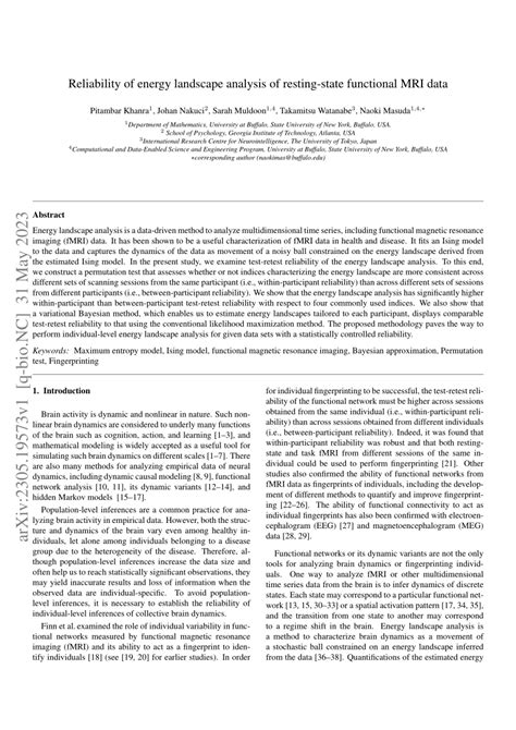 Pdf Reliability Of Energy Landscape Analysis Of Resting State Functional Mri Data