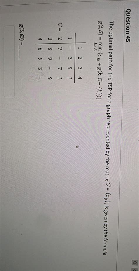 solved question 45 the optimal path for the tsp for a graph