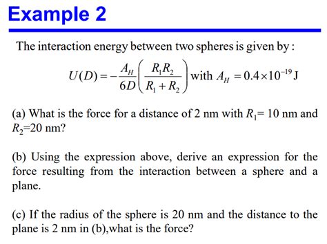 Solved Example 2 The Interaction Energy Between Two Spheres