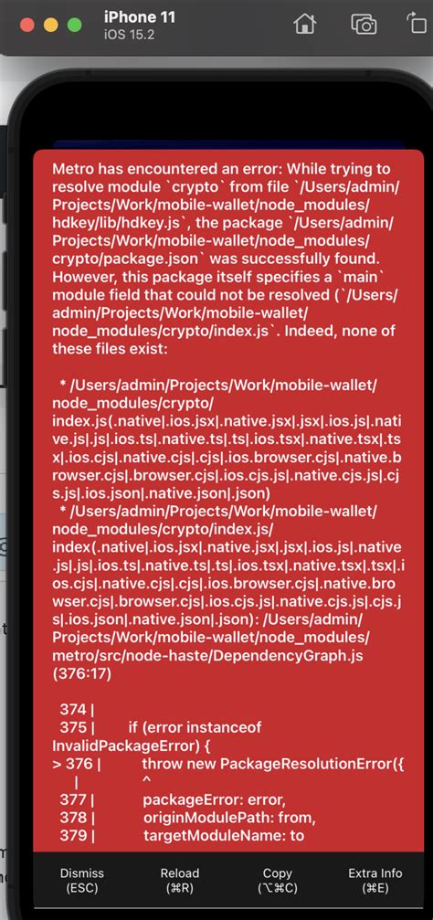 error while trying to resolve module `crypto` with `react native