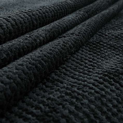 Ilford Plush Wave Ripple Effect Corduroy Upholstery Fabric In Black Co
