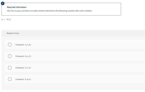 Solved Required Information Use The Linspace Function To