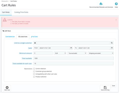 Discount Error Invalid Dateto Field · Issue 22051 · Prestashop