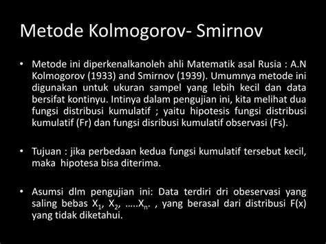 Ppt Metode Kolmogorov Smirnov Powerpoint Presentation Free Download Id3185841