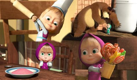 Masha And The Bear Cooking And Eating In The Kitchen With Masha