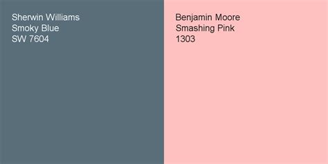Sherwin Williams Smoky Blue Vs Benjamin Moore Smashing Pink Comparison