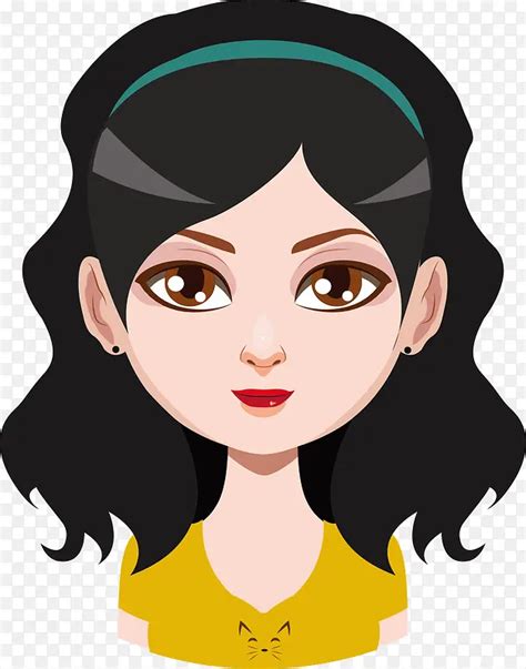 黑色长发卡通女人图png图片素材下载图片编号yolnekjv 免抠素材网