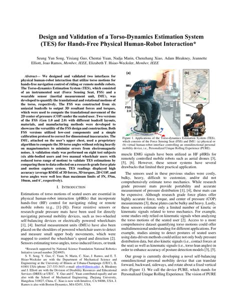 Pdf Design And Validation Of A Torso Dynamics Estimation System Tes For Hands Free Physical
