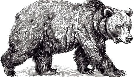 Brown Bear Illustration Drawing Engraving Ink Line Art Vector Premium