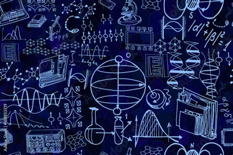 Science Background With Formulas And Graphs Nanotechnology And Physics Seamless Pattern With