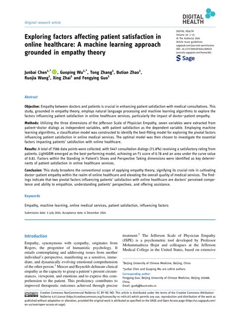 Pdf Exploring Factors Affecting Patient Satisfaction In Online