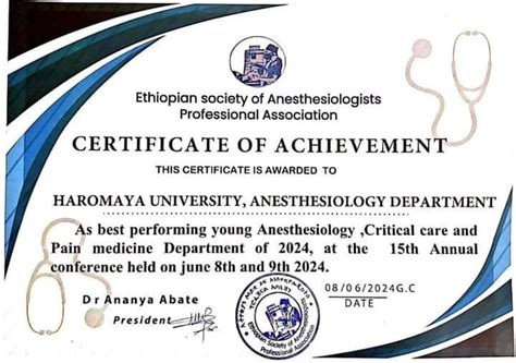 On June 8 2024 Congratulations Haramaya Universitys Anasthesiology Department Recognized As