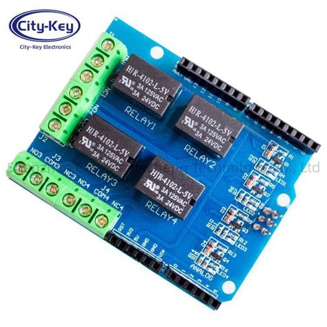 4 канальный релейный щитовой модуль 5 В плата расширения реле для Arduino Uno R3 Mega 2560