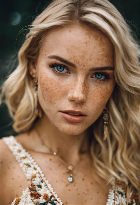 Lexica Pretty Eyes Beautiful Blonde Woman With Freckles Wearing A