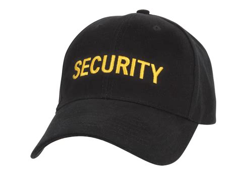 Security Cap Black With White Or Gold Embroidery Low Profile Bas
