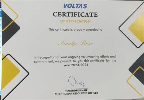 sandip bose on linkedin got certificate of appreciation