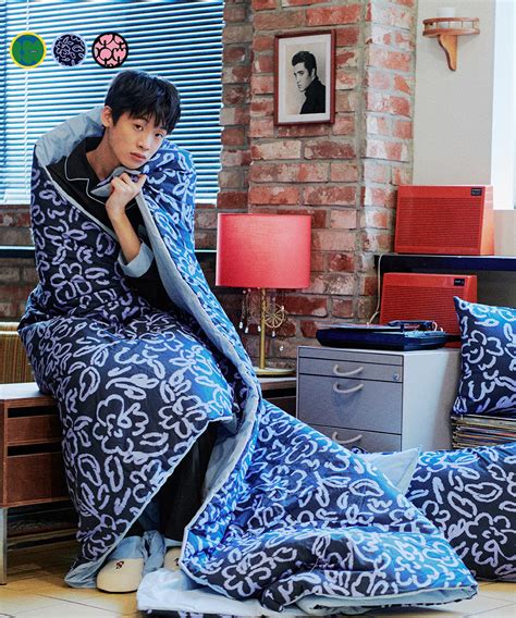 믹스앤매치 로우리프 고밀도 60수 순면 워싱 무봉제 패턴 차렵이불 단품 세트 Ssq 네이비블루