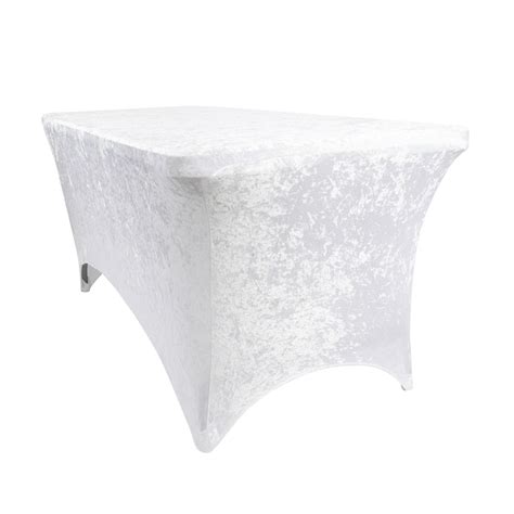 Velvet Spandex Table Cover 6ft Rectangle White Cv Linens