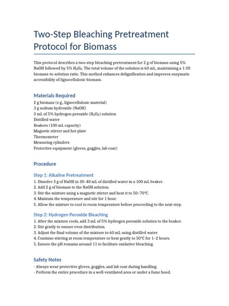 Bleaching Pretreatment Protocol Pdf