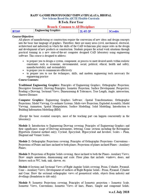 Engineering Graphics Syllabus Pdf Technical Drawing Computer