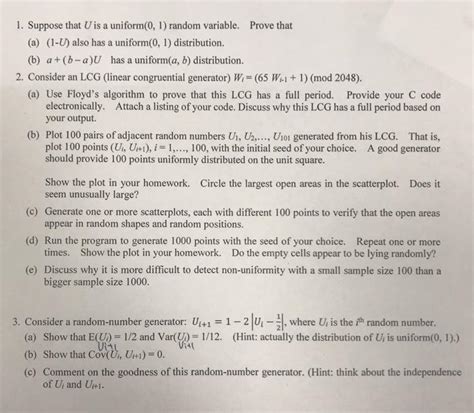 solved 1 suppose that u is a uniform 0 1 random variable
