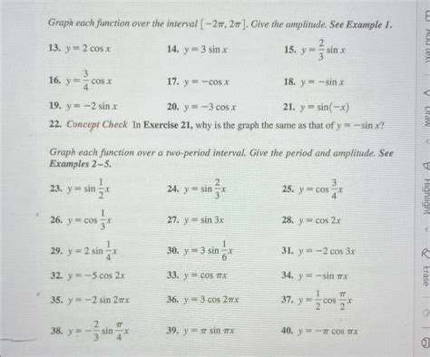 graph each finction over the interval [−2π 2π] give