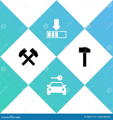 Set Two Crossed Hammers Car Rental Loading And Hammer Icon Vector Stock Illustration