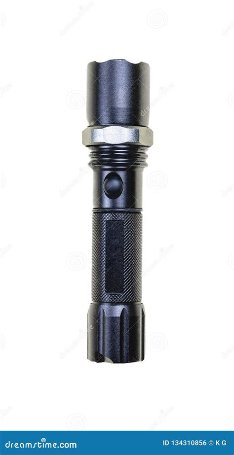 Black Metal Small Tactical Falshlight Isoltaed On Yellow Background