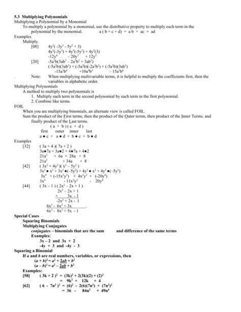Multiplying Polynomials Foil And Special Cases
