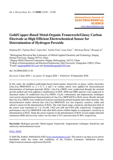 Pdf Goldcopper Based Metal Organic Frameworkglassy Carbon Electrode As High Efficient