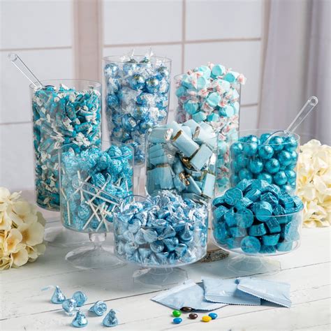 Light Blue Wrapped Candy Buffet Blue Candy Table Blue Candy Buffet Candy Buffet