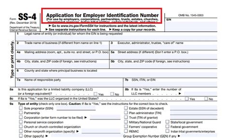 Printable Application For Ein Number Form Ss 4 Printable Forms Free