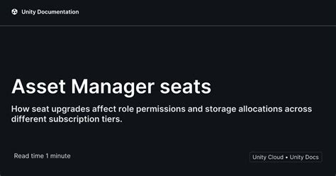 asset manager seats unity cloud unity docs