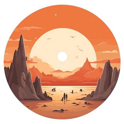 Premium Vector Circle Landscape