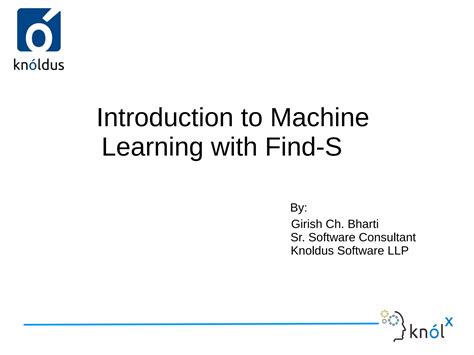 Introduction To Machine Learning With Find S Odp Technology And Computing