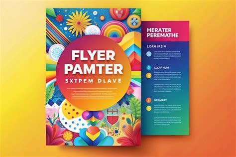 Vibrant Colorful Flyer Template Design Illustration Premium Ai