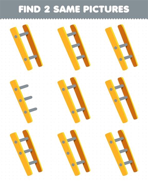 Образовательная игра для детей найди две одинаковые картинки милой мультяшной лестницы лист