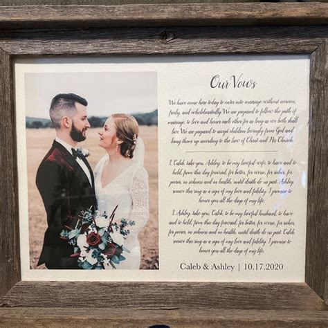 Framed Wedding Vows Custom Framed Wedding Vows With Photo Print
